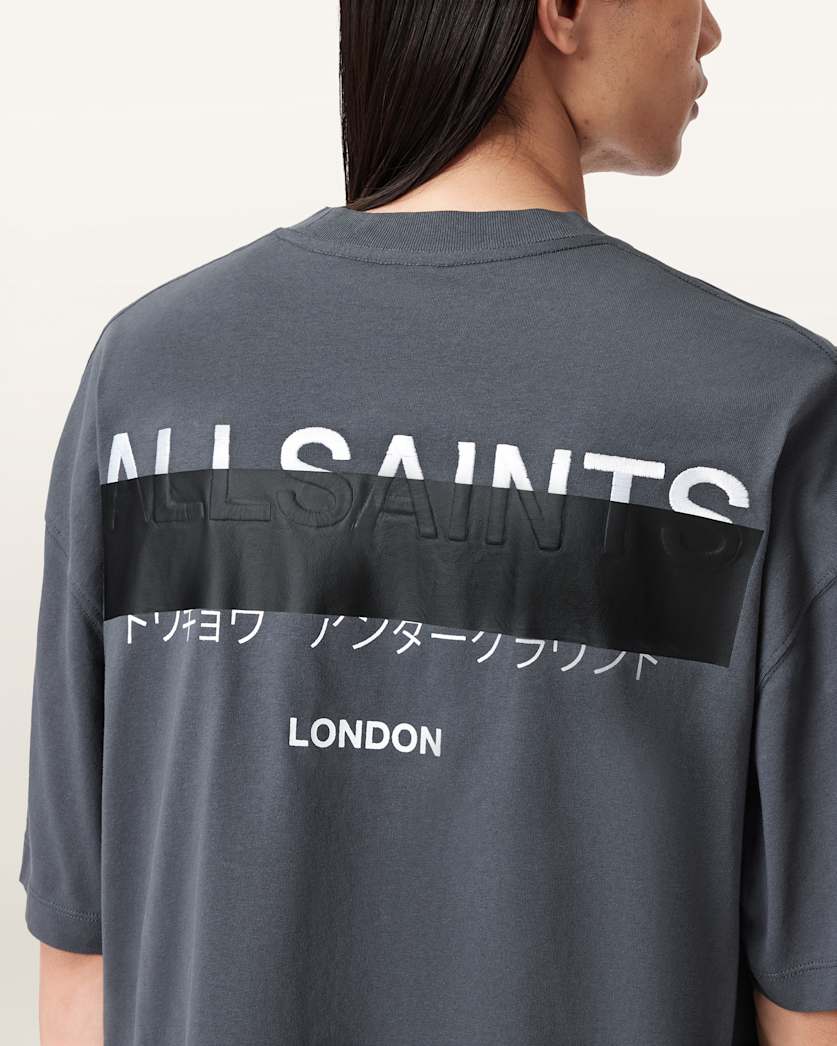 Redact Oversized Embroidered Logo T-Shirt PARMA BLUE | ALLSAINTS